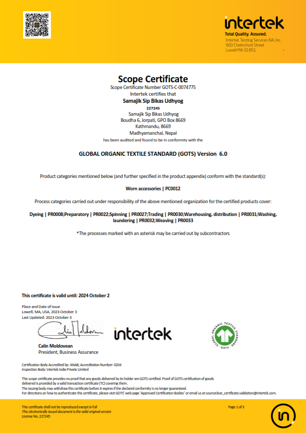 The Women's Foundation Nepal | Global Organic Textile Standard (GOTS ...